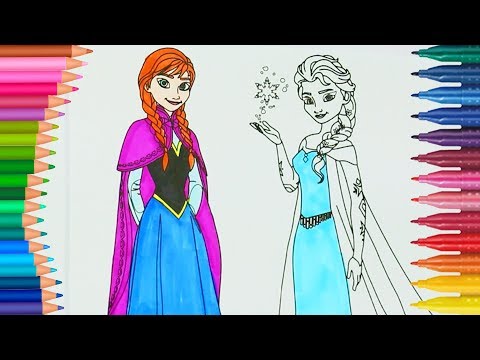 Frozen Anna ve Elsa boyama | Boyamalar | Boyama kitabı | Rainbow boyama videoları | Boyama Sayfası