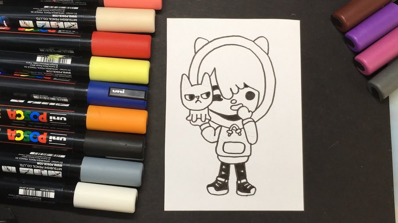 Drawing and Coloring ZEKE , Boy from TOCA BOCA WORLD with color markers ...
