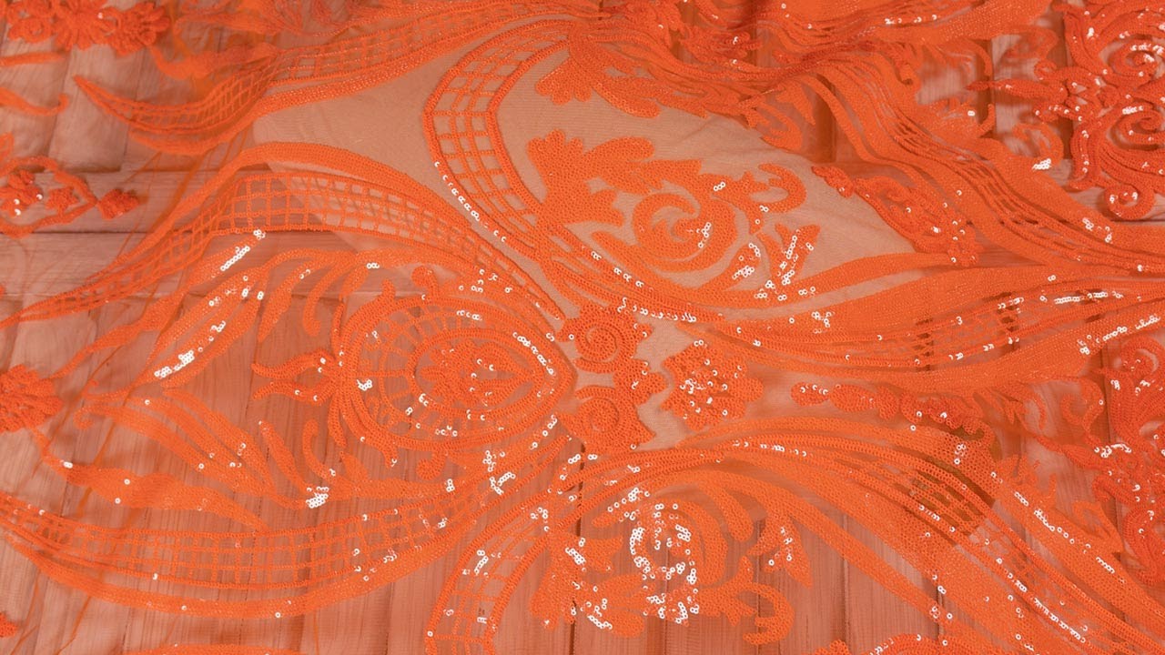 [OneYard] Dazzling Orange Geometric Pattern Sequin Dress Fabric 30316 - YouTube