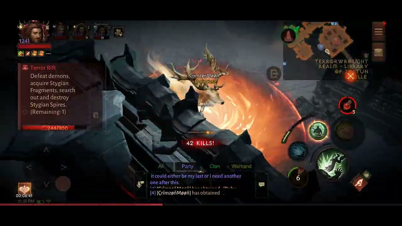 Diablo immortal gameplay - terror rift - druid stag charge fire tornado ...