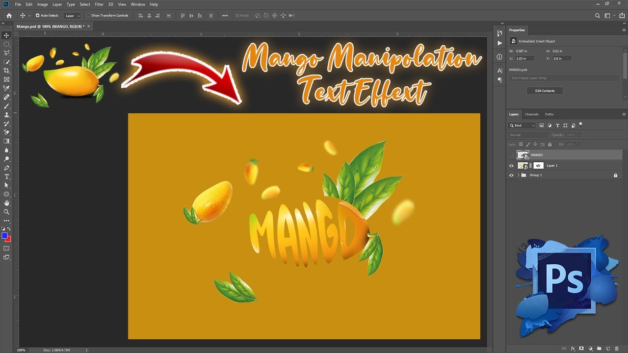 Mango Manipulation Text Effect In photoshop | Photoshop tutorials ...