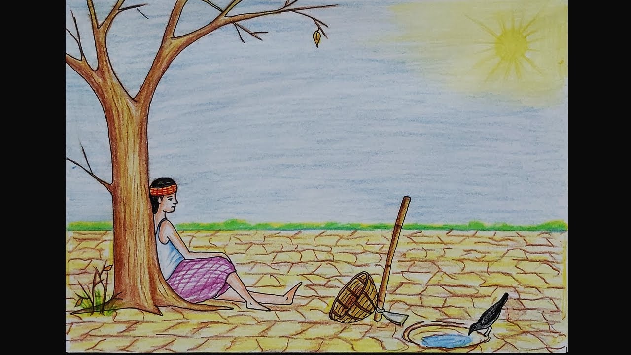Drought Scenery Drawing Easily | খরা দৃশ্য | - YouTube