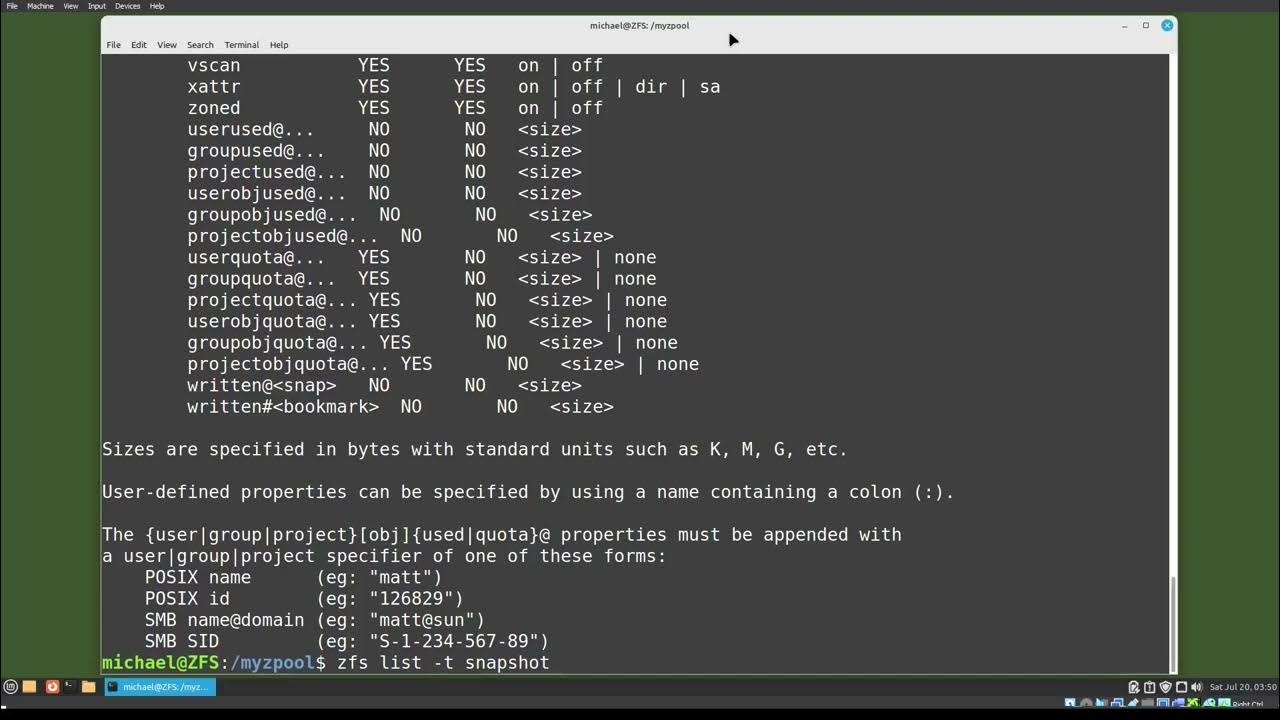 Linux Command Line (108) ZFS pt 7 Snapshots - YouTube