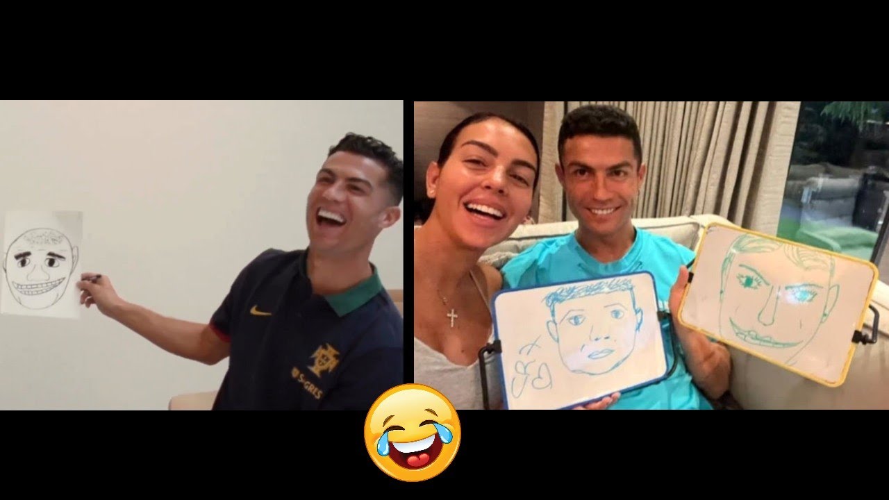 The drawing skills of CR7 (portrait of Georgina & Pepe) 😂😂😂 - YouTube
