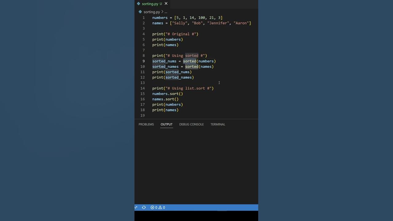How To Sort Data In Ascending Order In Python Youtube