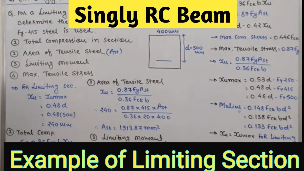 Example of Limiting Section | Singly RC Beam | DRCS RCC | Amit Pokar ...
