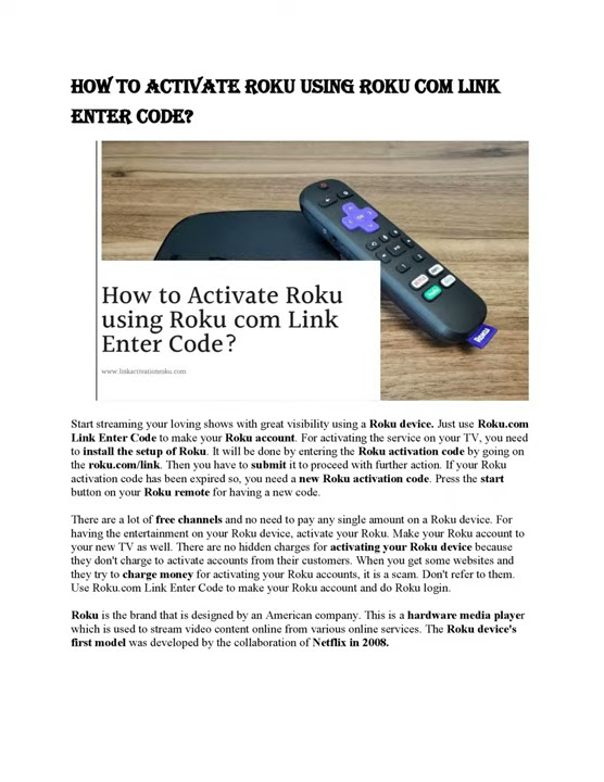 How to Activate Roku using Roku com Link Enter Code? - YouTube