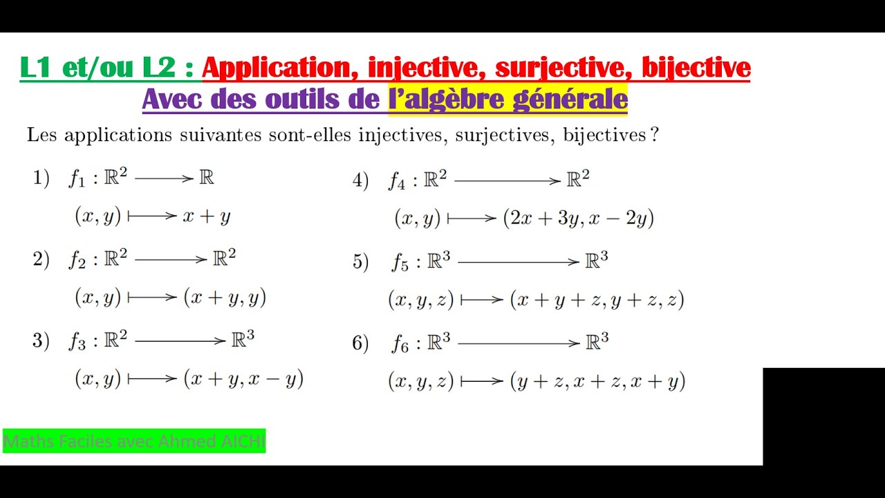 L1: Application injective, surjective, bijective avec la méthode ...
