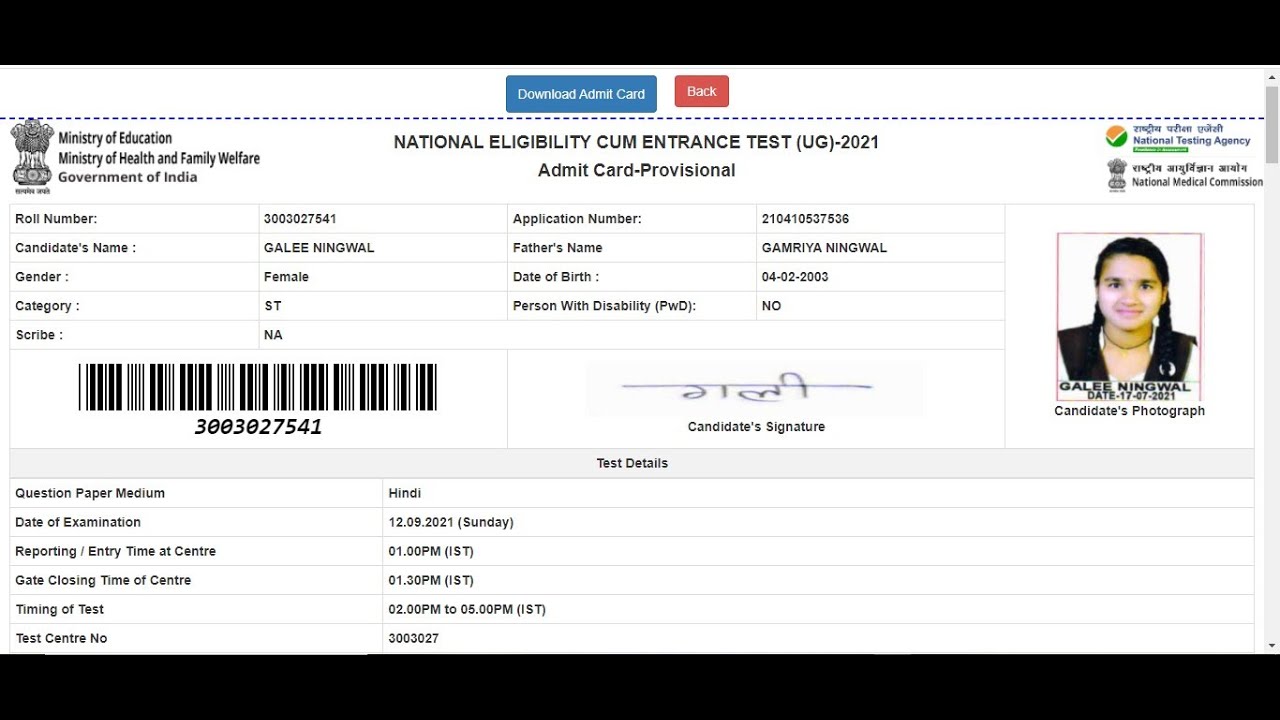 How To Print Nta Neet Admit card print 2021-2022 Ritesh Internet Cafe ...