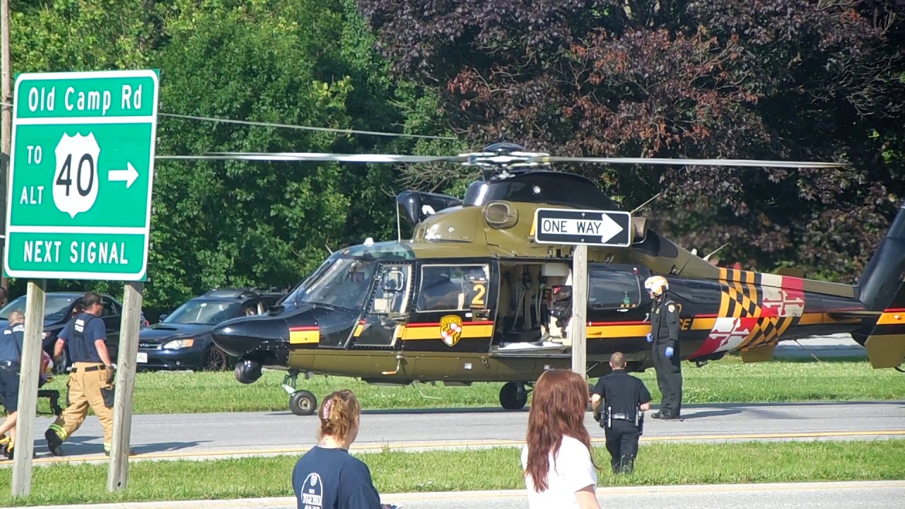 MDSP Trooper 2 picking up a patient from an MVA in Frederick - YouTube