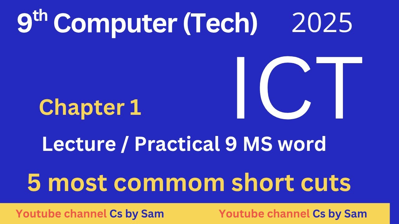 class 9 ICT chapter 1 lecture 9 | 5 most common short cut of Ms word ...