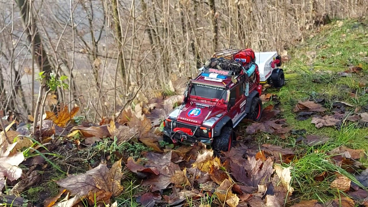 TRAXXAS TRX4 Defender and Amewi trailer - ride - Dzsezo part 49 - YouTube