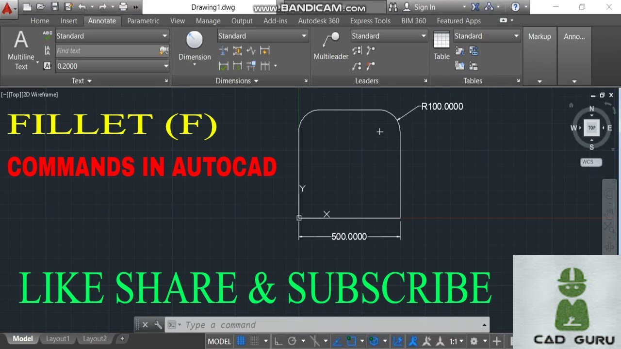 FILLET COMMANDS IN AUTOCAD - YouTube