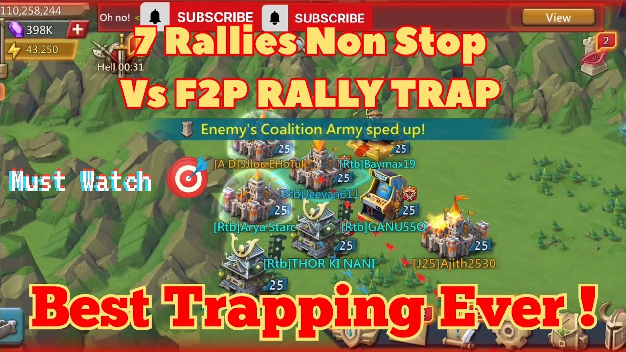 7 Rallies Non Stop vs Full F2P Rally Trap, Best Trapping Ever ! Lords ...