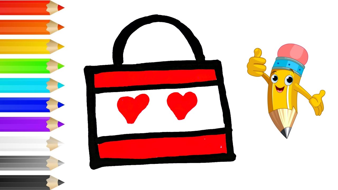 How to Draw a Cute Tote Bag Easy Drawing and Coloring for Kids and ...