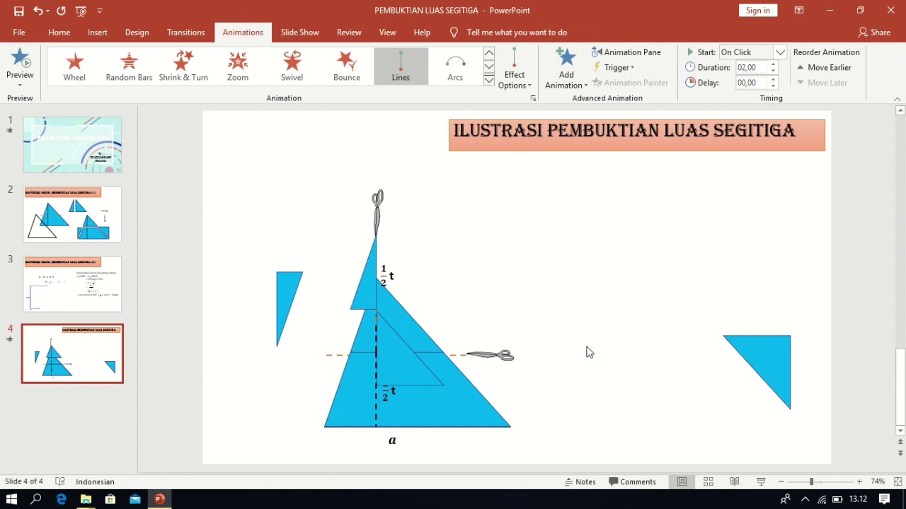 Tutorial Membuat Animasi Pembuktian Luas Segitiga di Powerpoint - YouTube