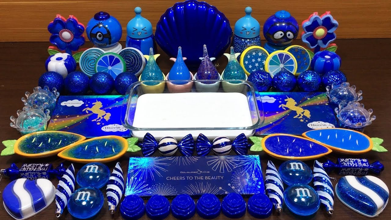 Blue Slime | Mixing Random Things into Glossy Slime #201 - YouTube