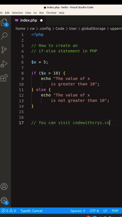 How to create an if-else statement in PHP #coding #php #tutorial #onepiece #code - YouTube