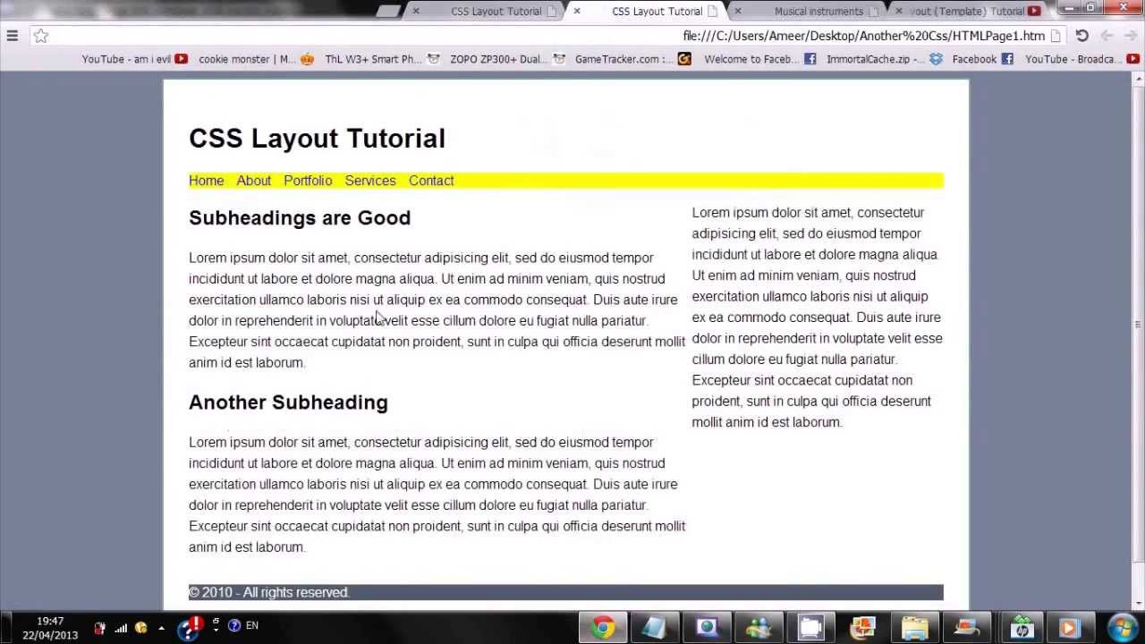 Css Tutorial Two Column Layout Floating Youtube 8185