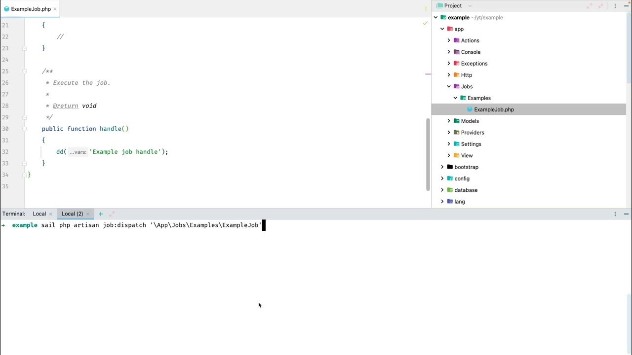 How to dispatch jobs from command line (CLI) in Laravel? - YouTube