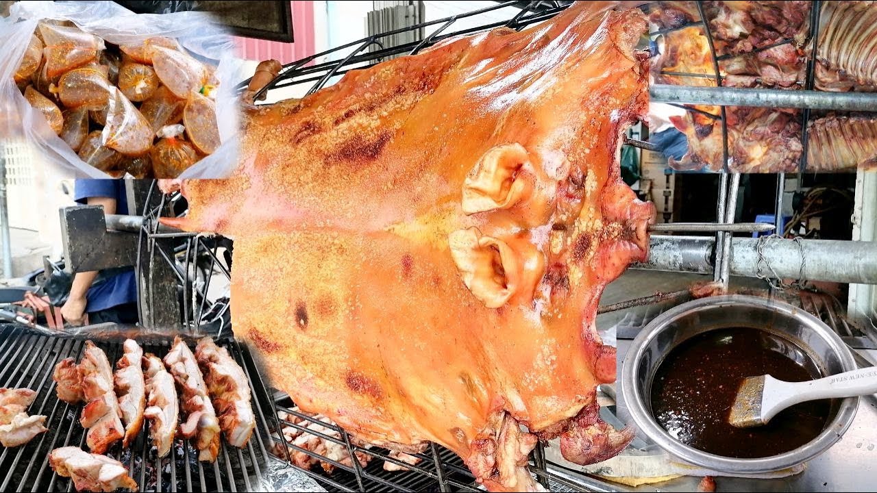KH Best Street Food Roasted Pig | Chop...! Chop...! Pork Head Skin ...