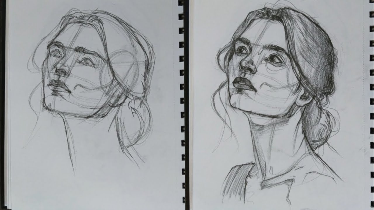 Portrait drawing using Loomis method , women face sketch | AARTOOSH ...
