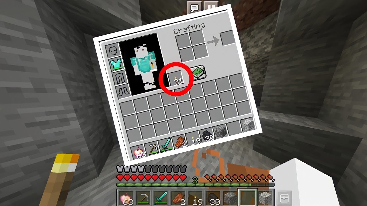 Cara memegang torch di tangan kiri di Minecraft PE/BE (1.17+) - YouTube