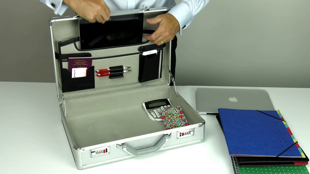 Geanta diplomat, din aluminiu cu cifru MONOLITH 2276 - YouTube