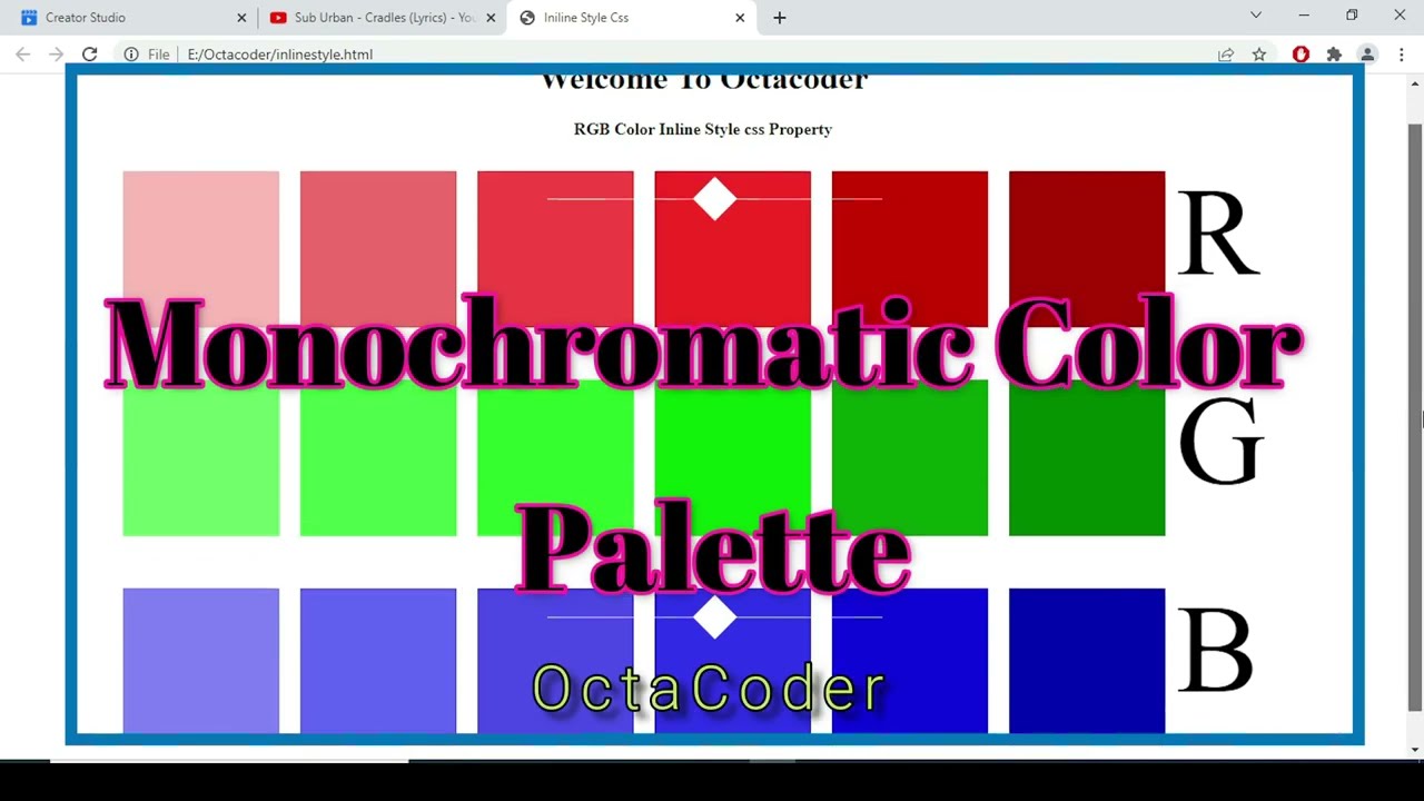 Learn Monochromatic Colour Palette RGB Colour Code | HTML & CSS - YouTube