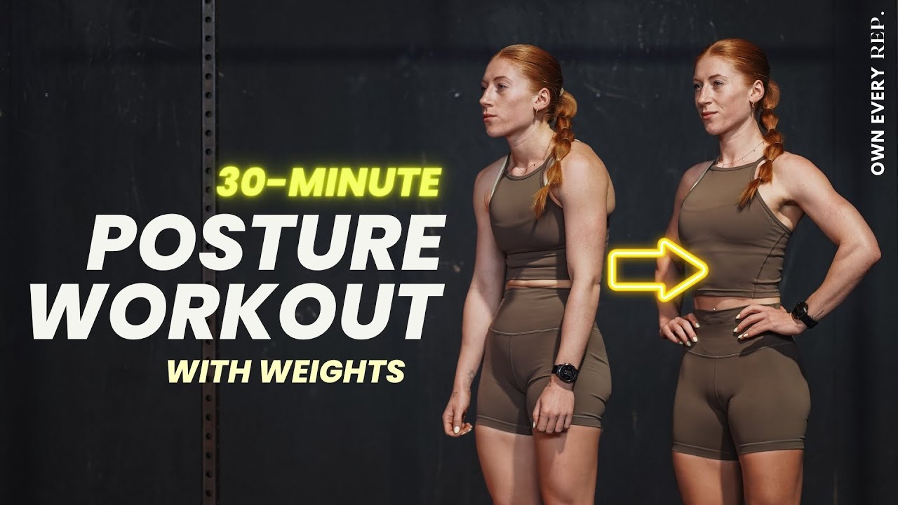 30 Min. Workout for Better Posture w/ Weights (DB or KB) | Fix Rounded ...