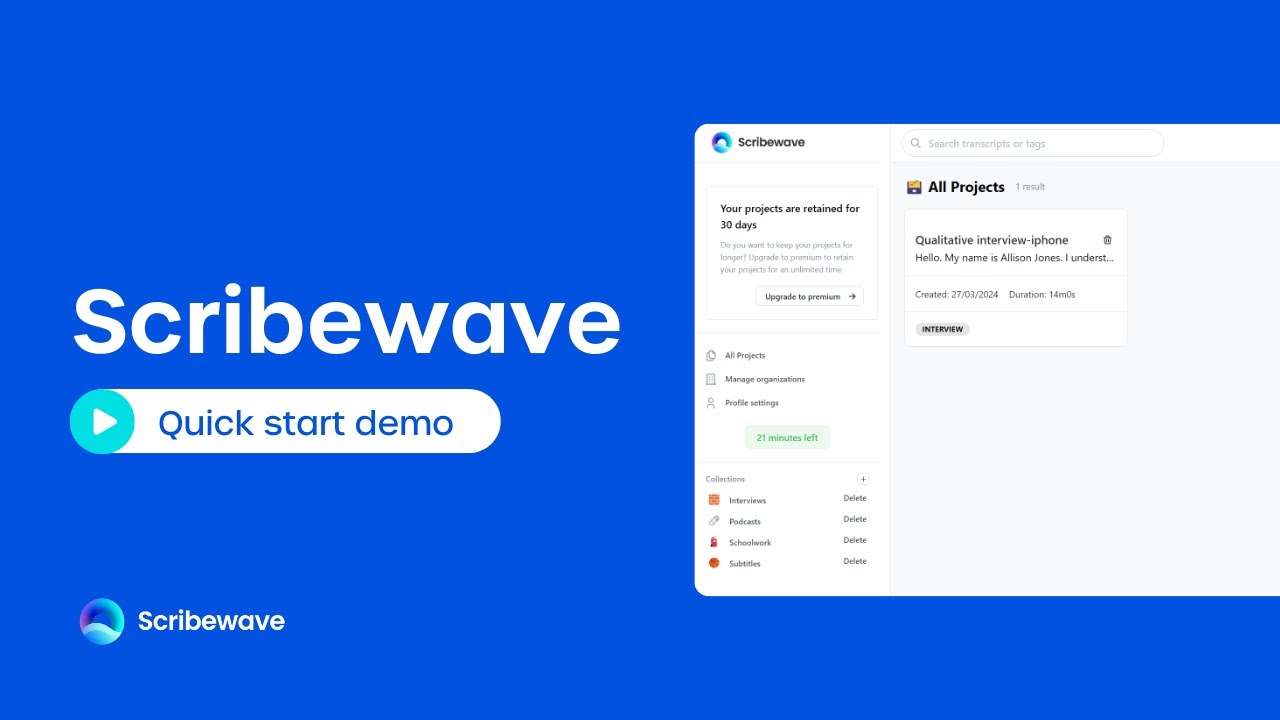 Scribewave - Simple and fast transcription - YouTube