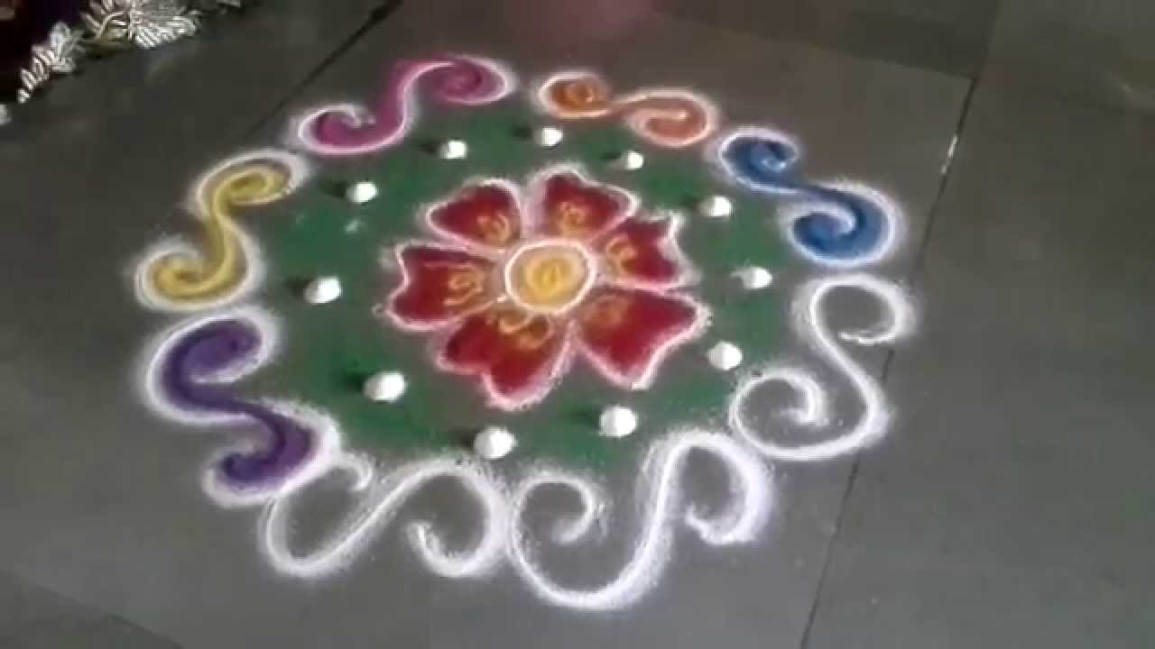 very simple beautiful rangoli design - YouTube