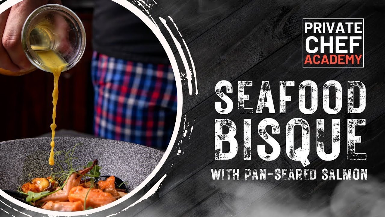 Shrimp Bisque and pan-seared Salmon with Skin | Seafood Bisque | Prawn ...