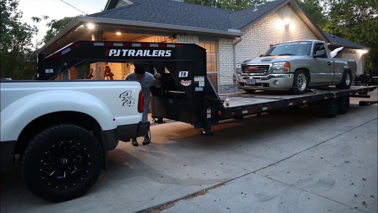 Testing tow ramps on tilt trailer with 5/8 drop TURBO TRUCK! - YouTube