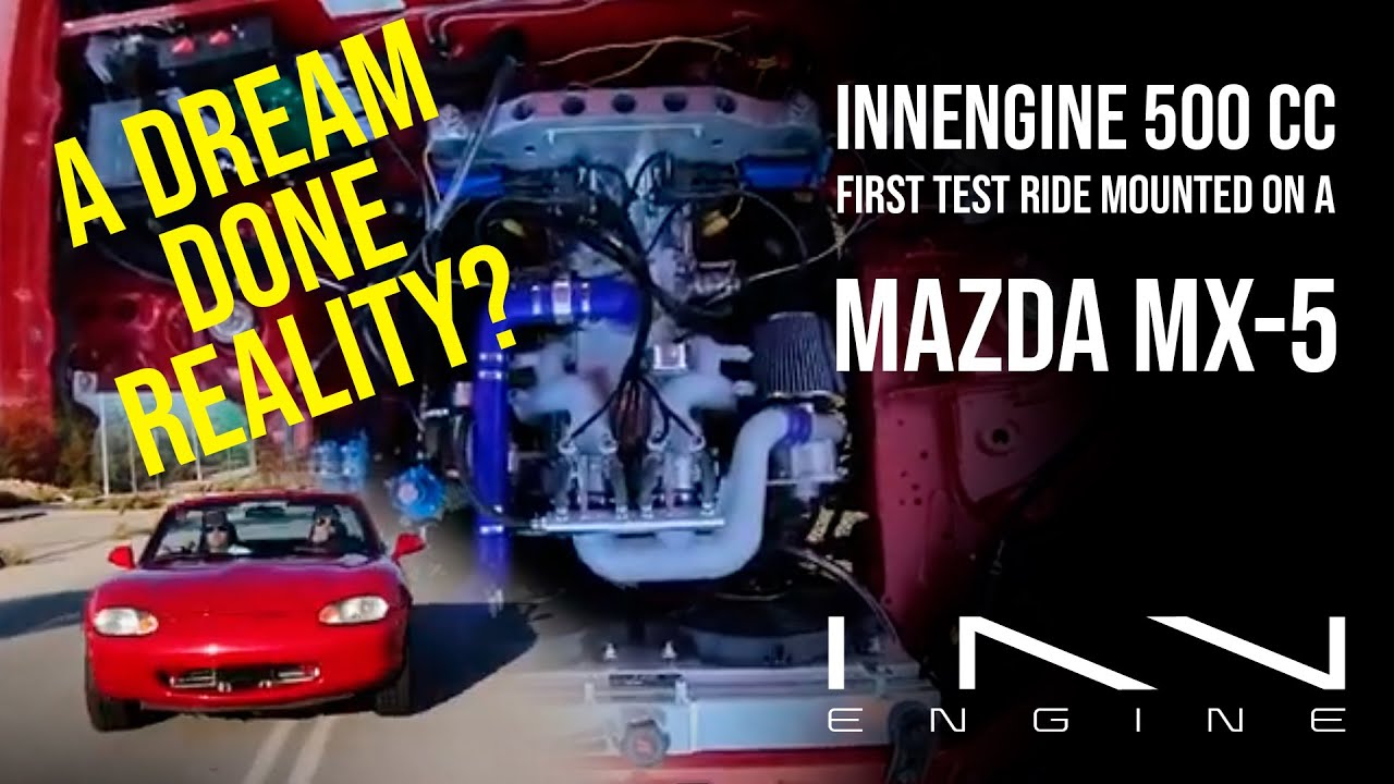 INNengine 500cc: first test ride mounted on a Mazda MX-5 - YouTube
