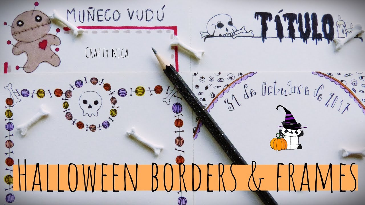 HALLOWEEN BORDERS AND FRAMES (2)🎃 Skull doodle and cute voodoo doll ...