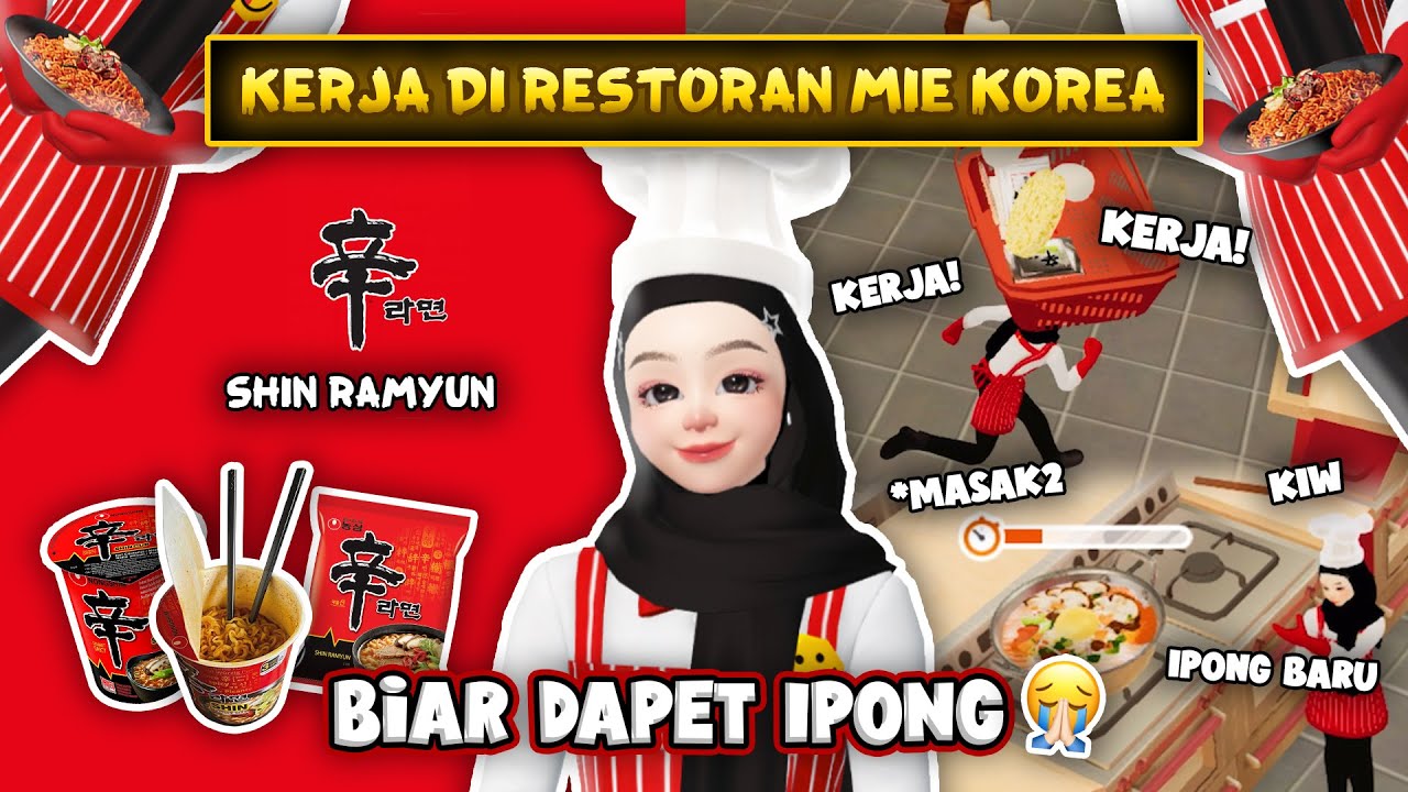 KERJA DI RESTORAN MIE KOREA, BIAR DAPET IPONG BARU😭🤣 | ZEPETO INDONESIA - YouTube
