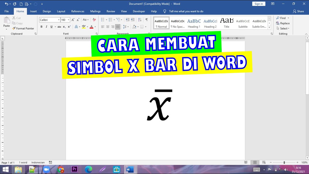 Cara Membuat Simbol X Bar di Microsoft Word - YouTube
