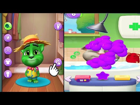 my Talking Tom 2 Tom new green skin and Tarzan hat jenias games - YouTube