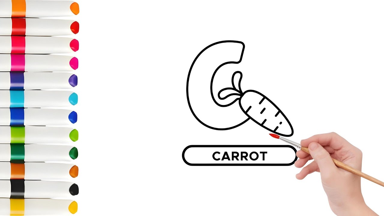 C - alphabet Colouring & painting with colour marker pen for kids ...