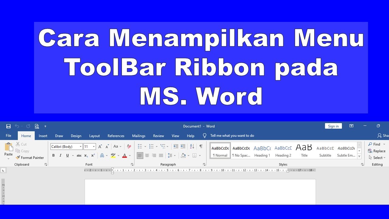 Cara Menampilkan Menu ToolBar Ribbon pada MS. Word - YouTube