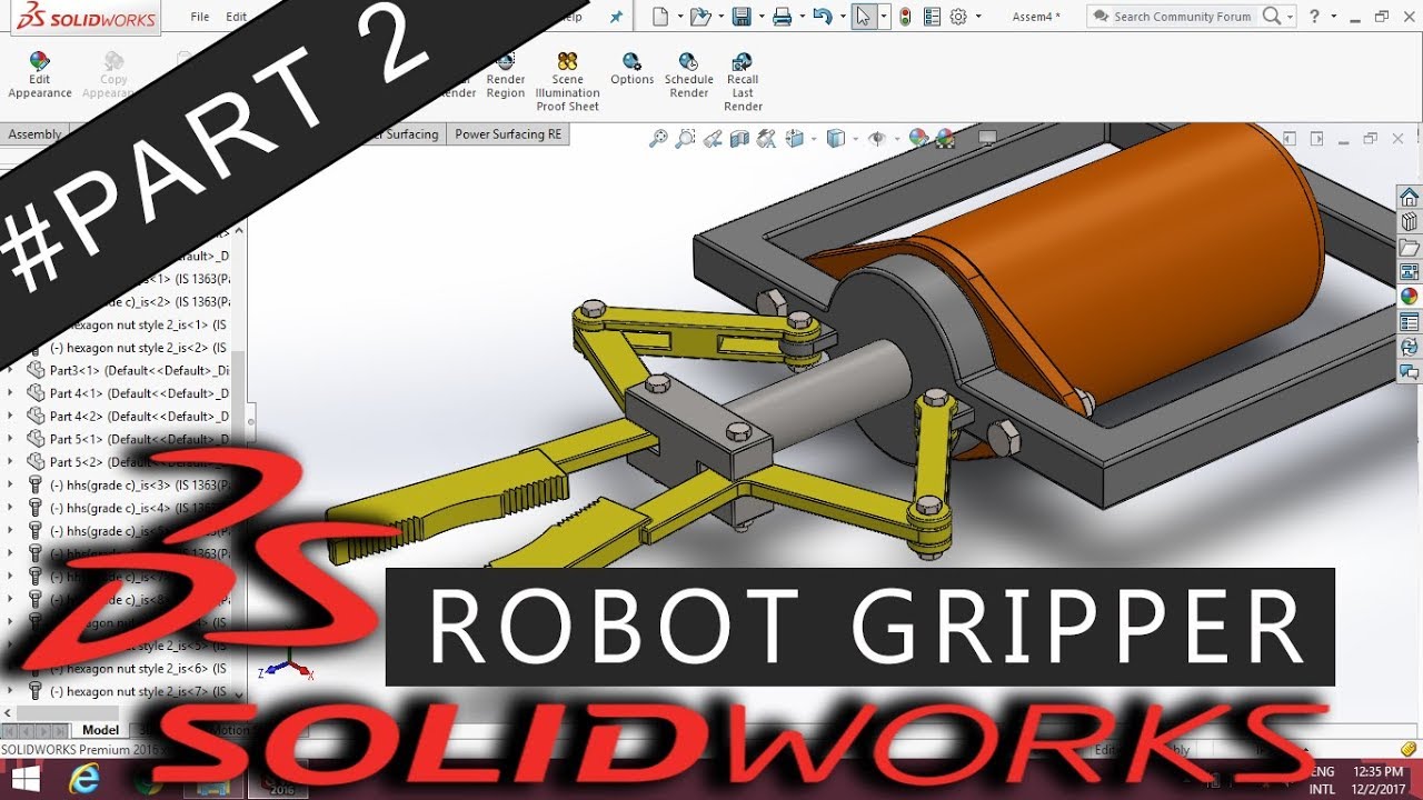 SOLIDWORKS Tutorial | Robot Gripper | Part 2| solidworks tutorial 1080p ...