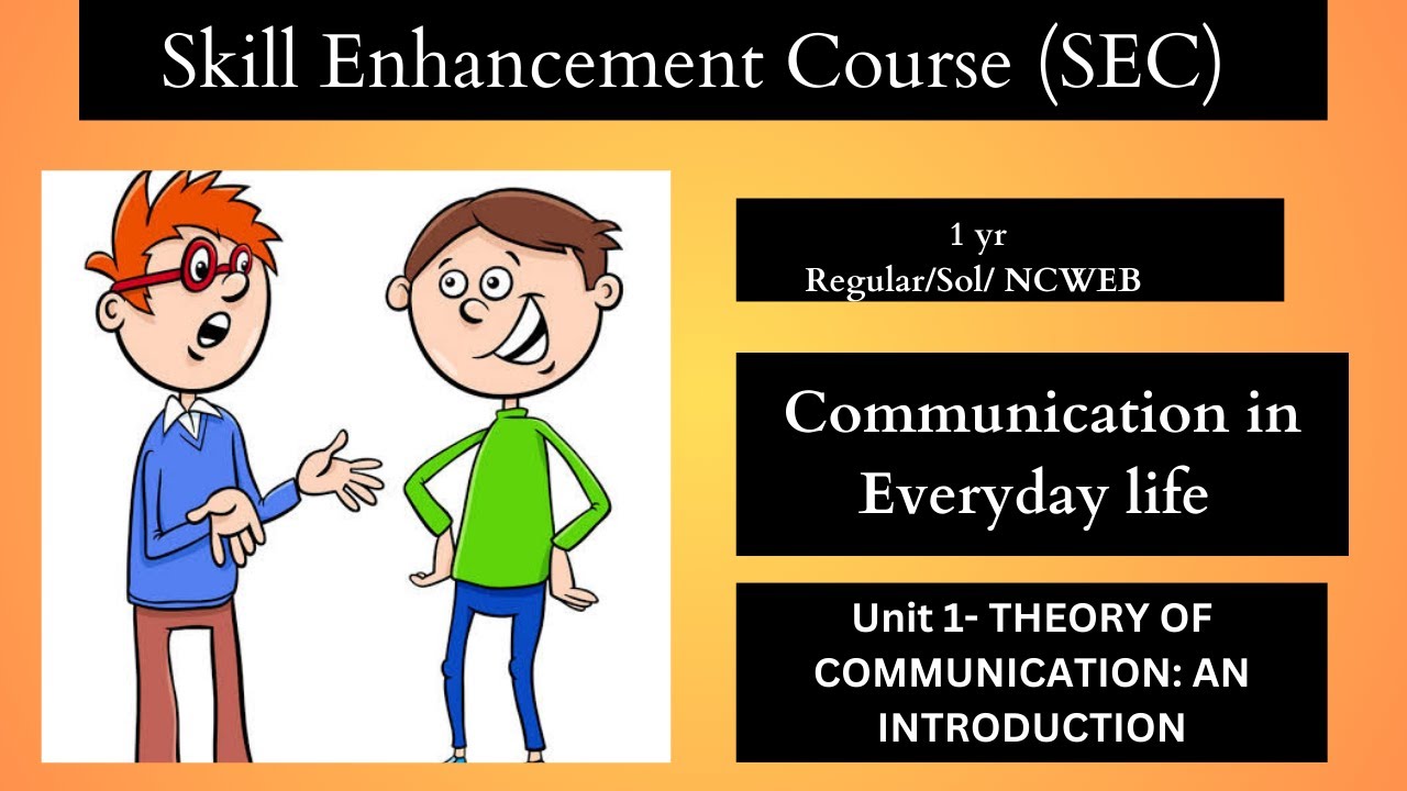 Unit 1|| THEORY OF COMMUNICATION: AN INTRODUCTION || Communication in ...