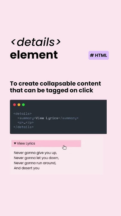 The details element in HTML provides an easy way to create native collapsible content - YouTube