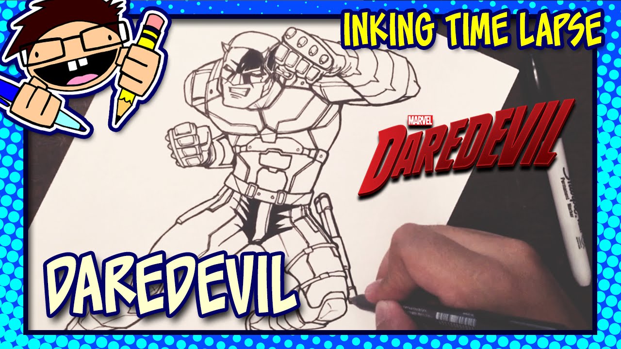 Time Lapse: Inking DAREDEVIL (Netflix Series) | Drawing Guide - YouTube