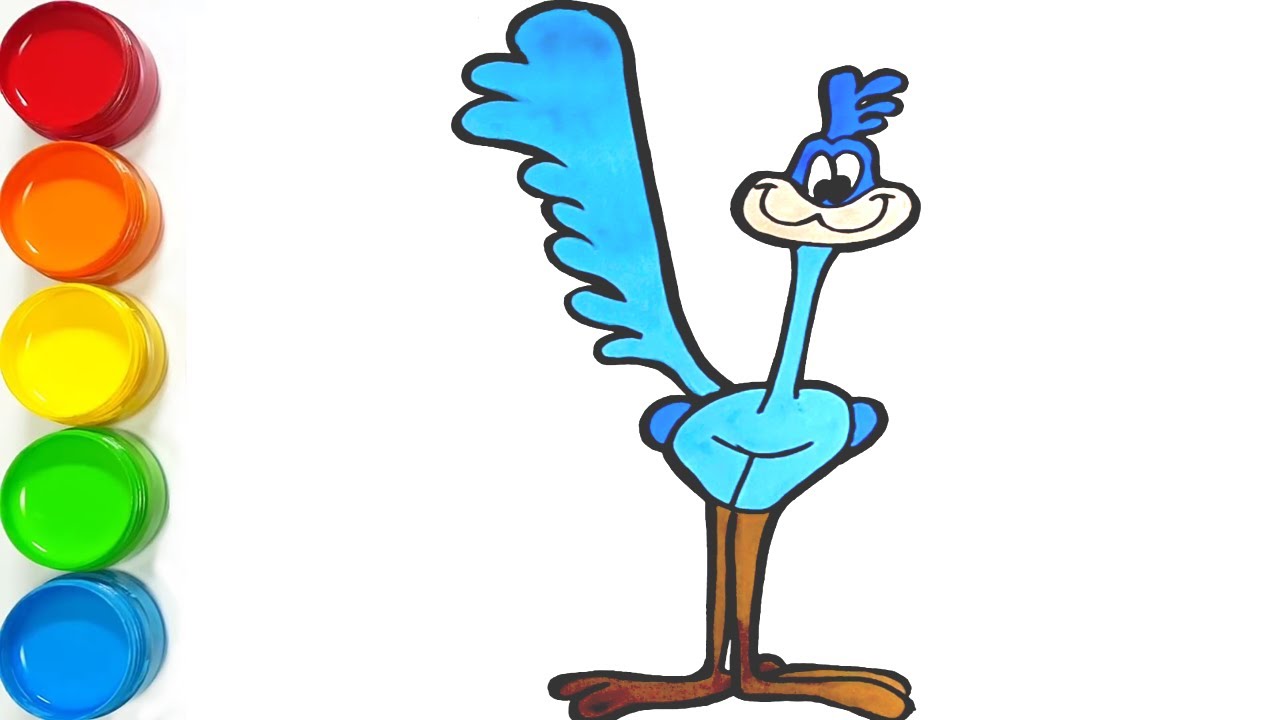 How to Draw Road Runner, Drawing and Coloring Pages for Kids | Cute ...
