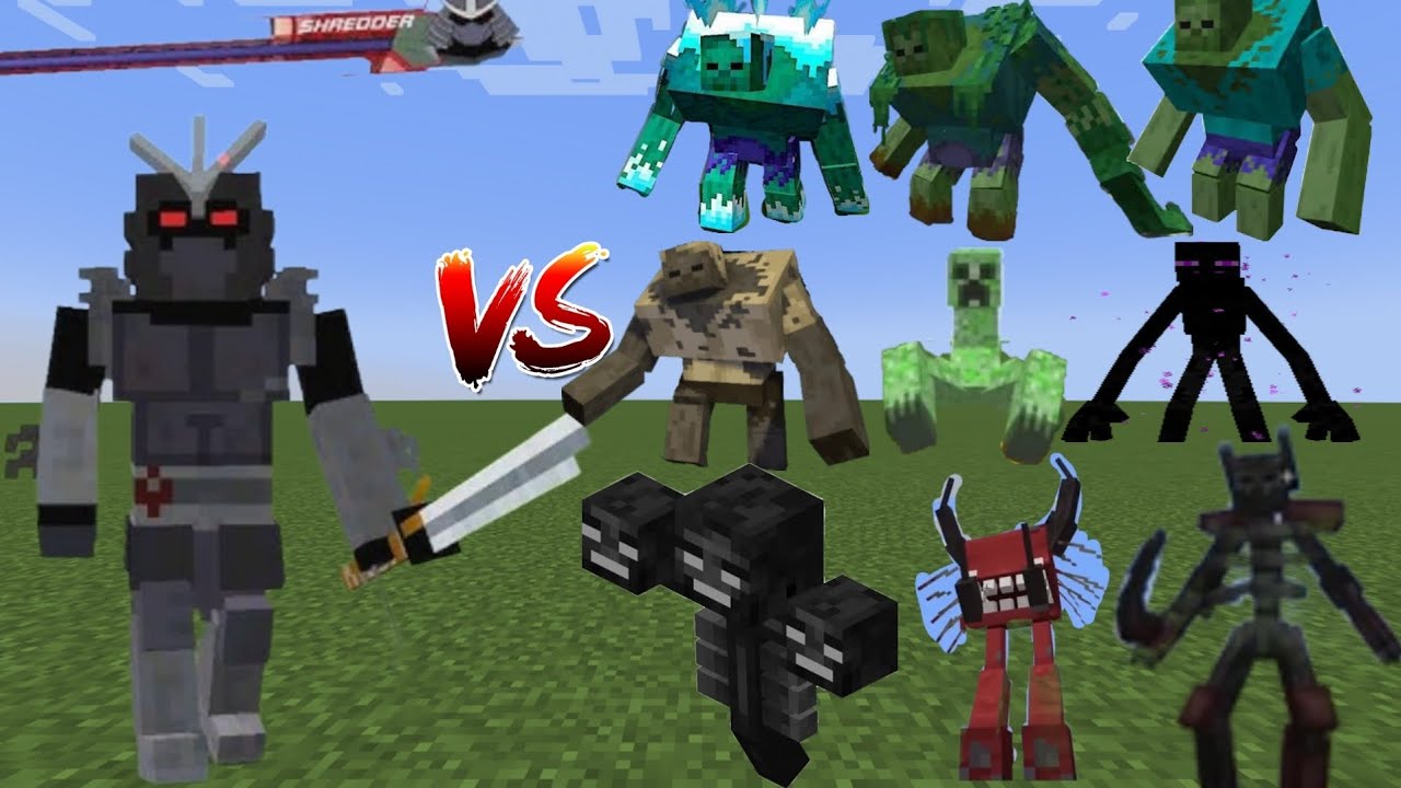 Shredder vs EVERY mutant monsters in Minecraft - minecraft mob battle ...