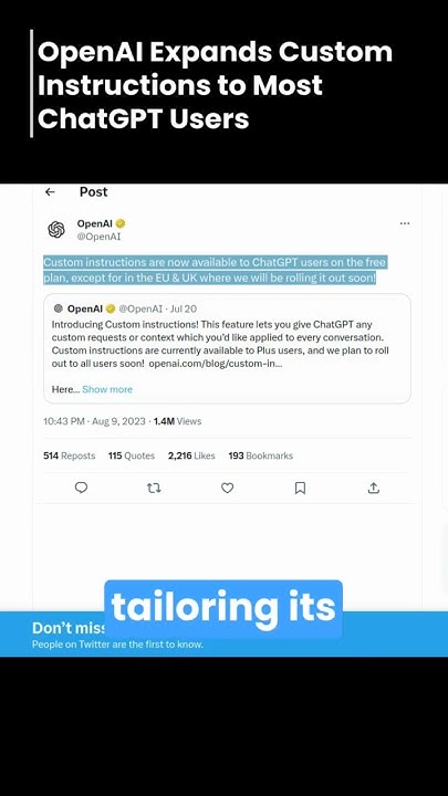 OpenAI Expands Custom Instructions to Most ChatGPT Users - YouTube