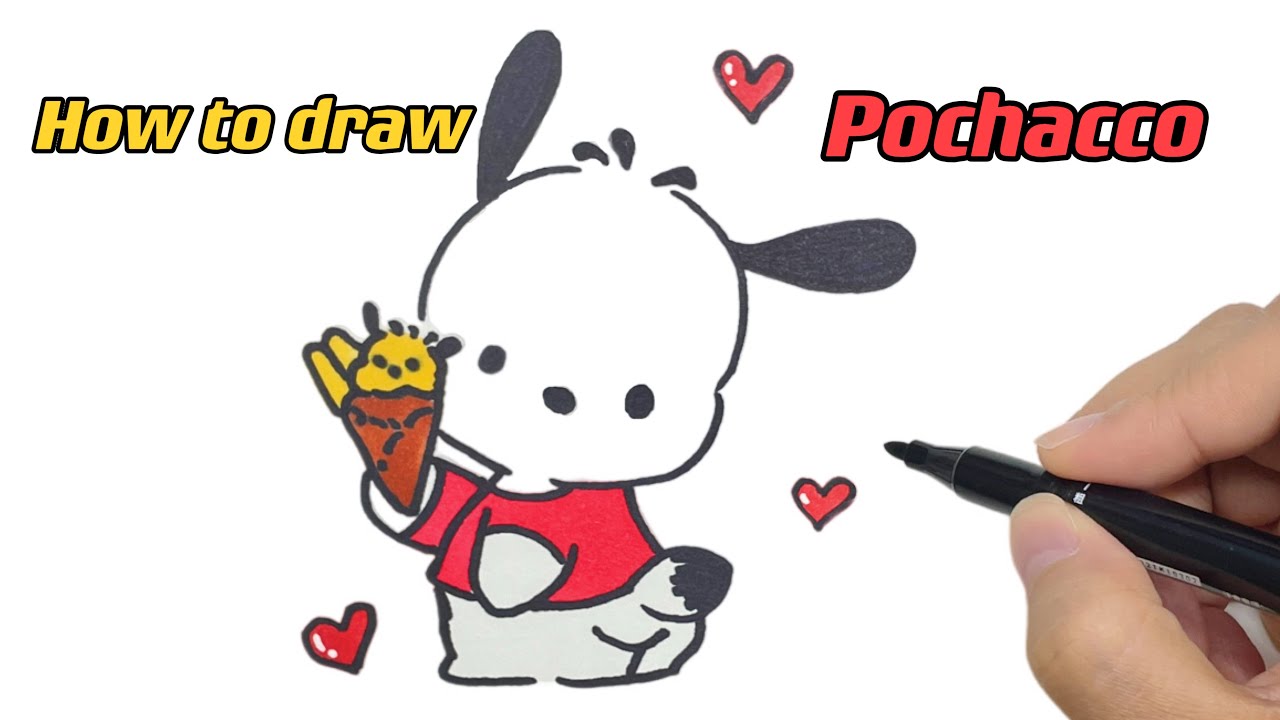 How to Draw Pochacco/ポチャッコ Step by Step with Colorful Markers | Sanrio ...