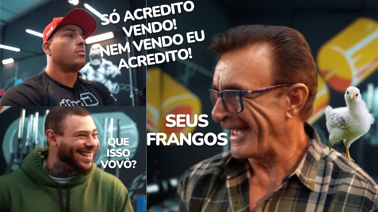 Vovô maromba sempre discreto. Os frangos não acreditam no que o vovô ...